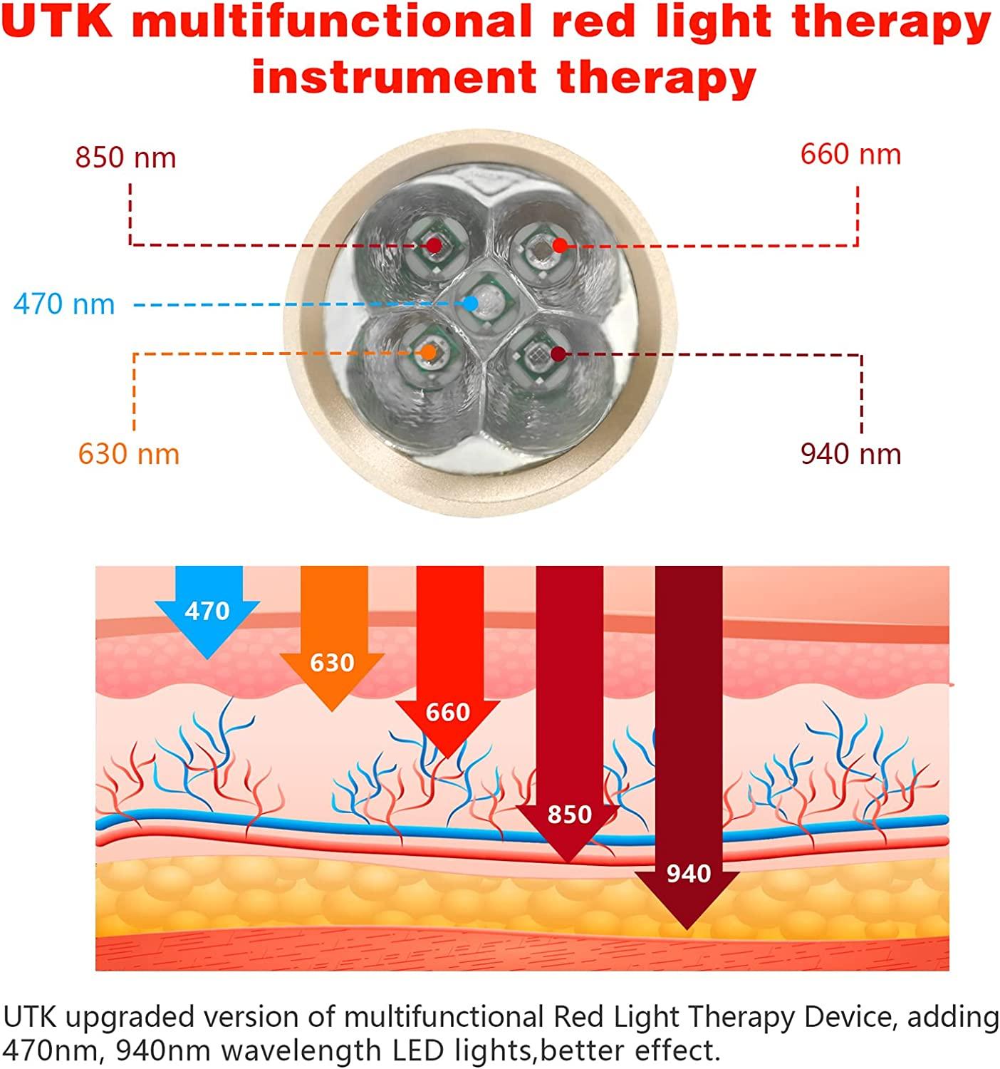 UTK Red Light Therapy Device - 5 Wavelengths LED Infrared Red Light ...