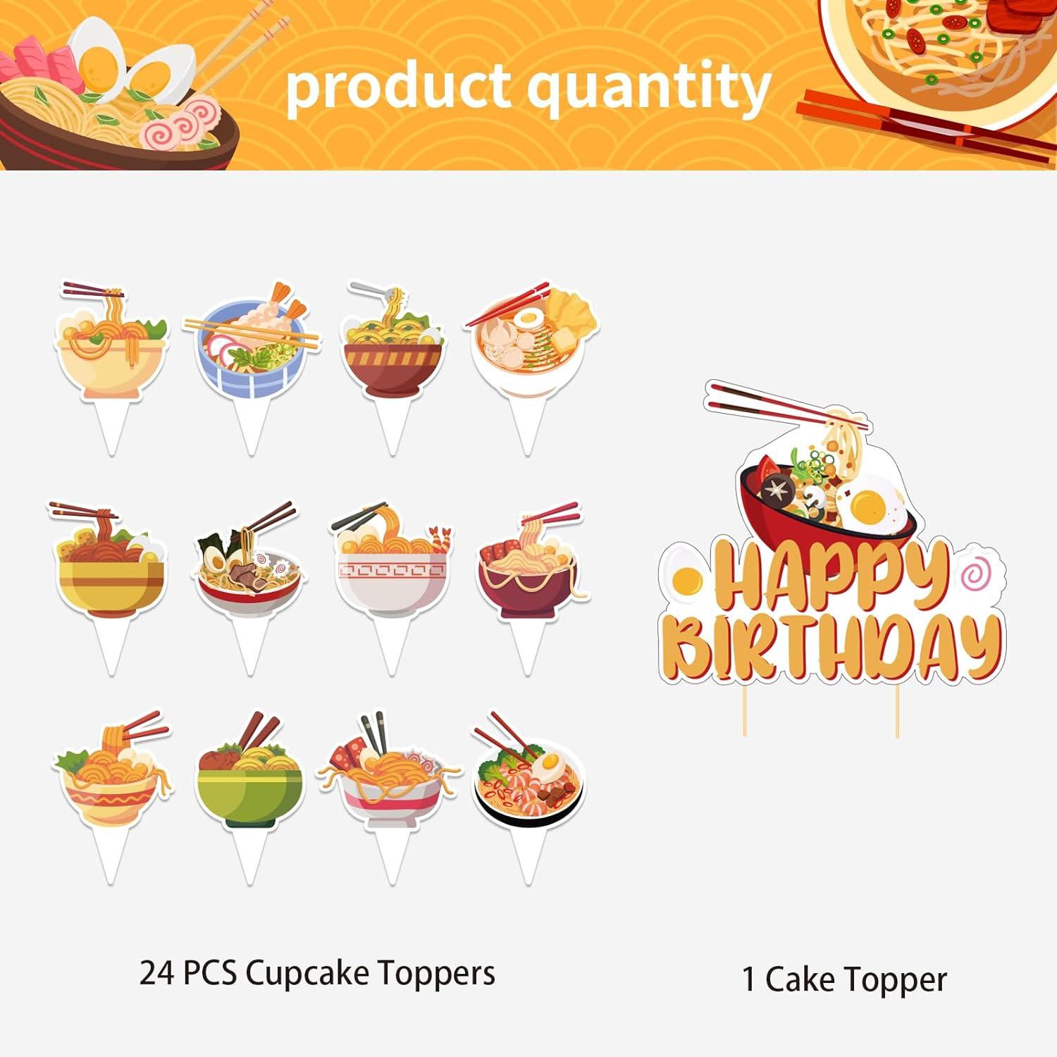 25 Pcs Ramen Cake Topper Cupcake Toppers Japenese Noddles Cake ...