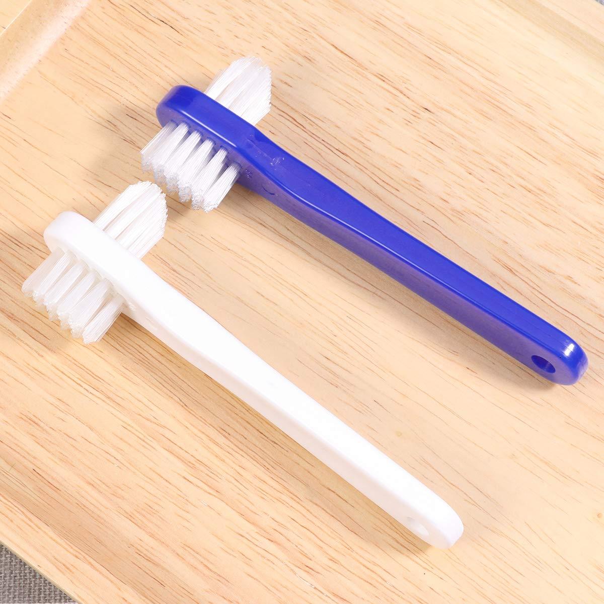 SUPVOX 2PCS False Teeth Brushes - Two-Side T-Shape Denture Toothbrush ...