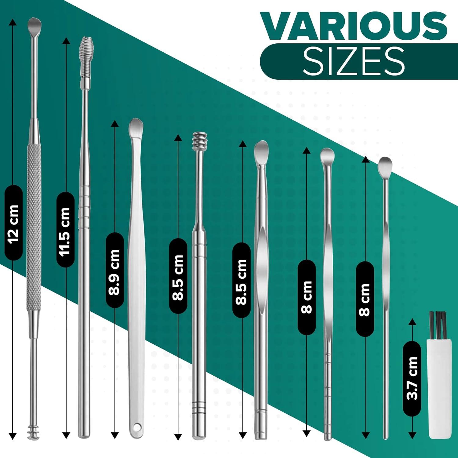 8pc Stainless Steel Ear Wax Remover Kit - Earwax Removal Tool Set with ...