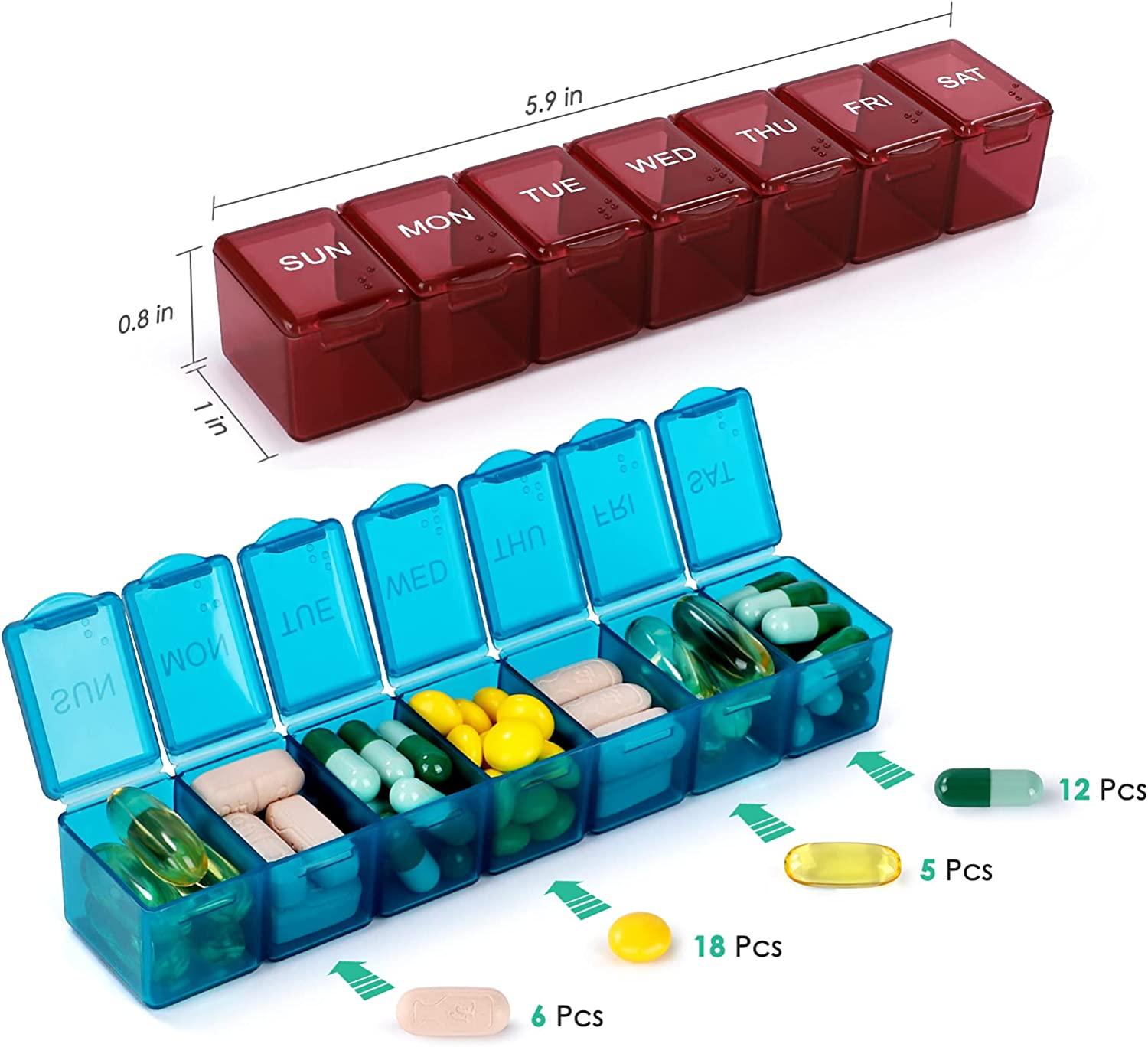 Kononia Monthly & Weekly Pill Organizer Set - Compact Travel Pill Box ...