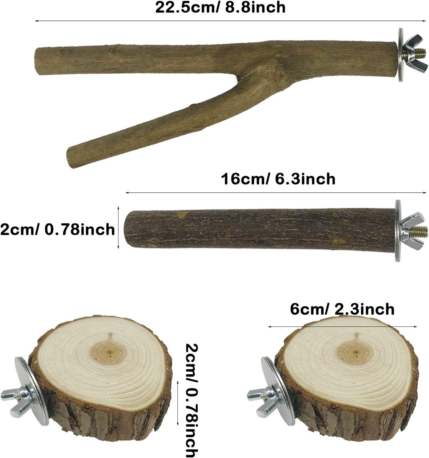 Allazone 10 PCS Natural Wood Bird Perch Stand Bird Parrot Perch Stand ...