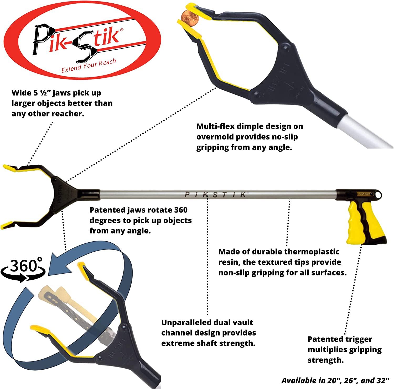 PikStik Pro P-321 Aluminum Reacher | 32 Inch, Wide 5.5 Jaw, 360 ...