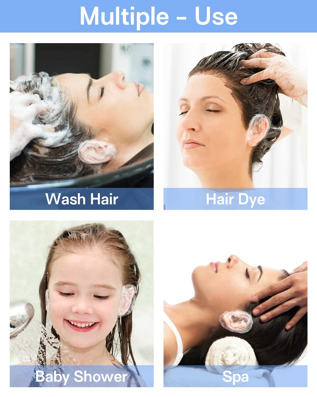 200 Pack Disposable Ear Covers for Shower - Waterproof Plastic Ear ...