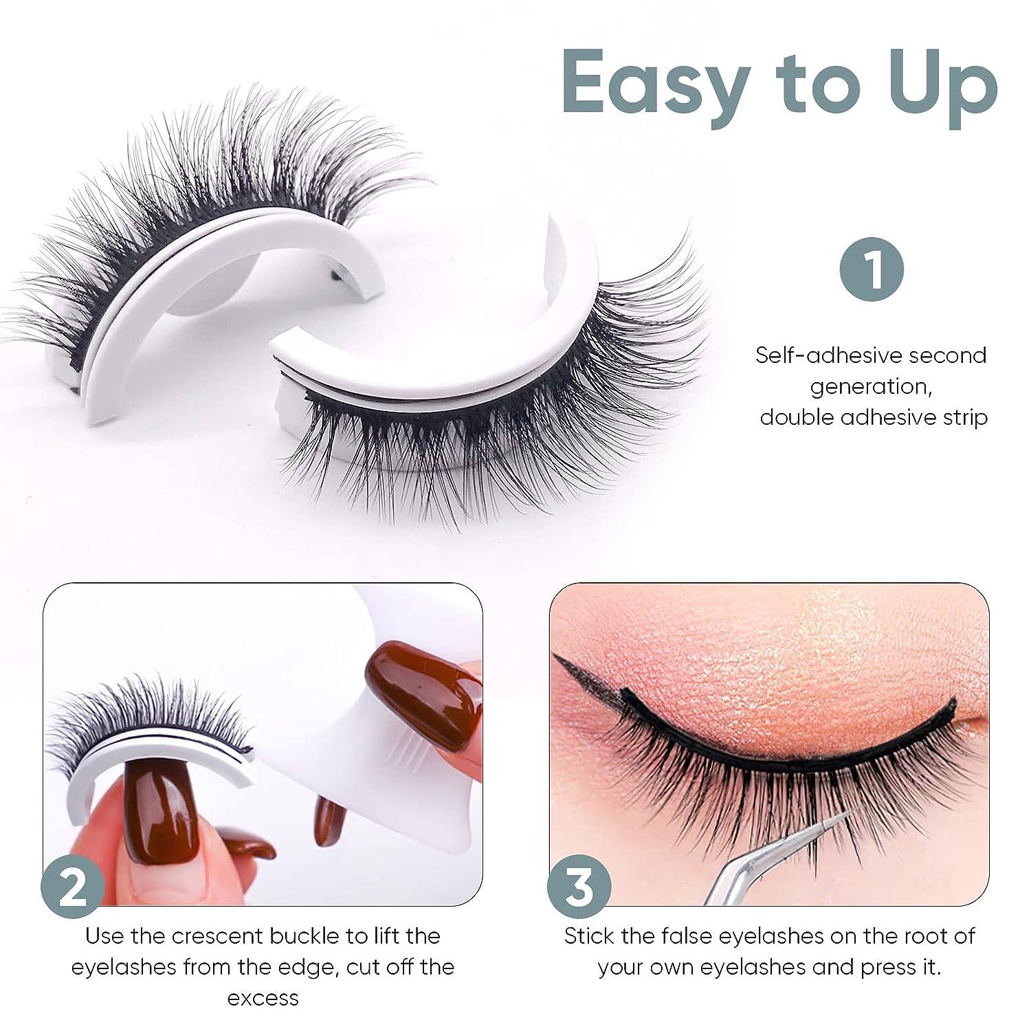 3 Pairs Reusable Self-Adhesive Eyelashes - Waterproof & Natural Look ...
