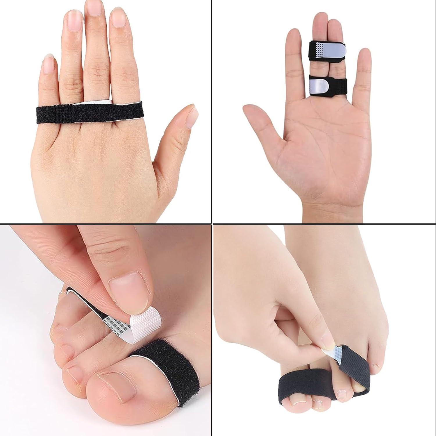 Fhioevt 10-Piece Finger Splint Set | Adjustable Velcro Trigger Finger ...
