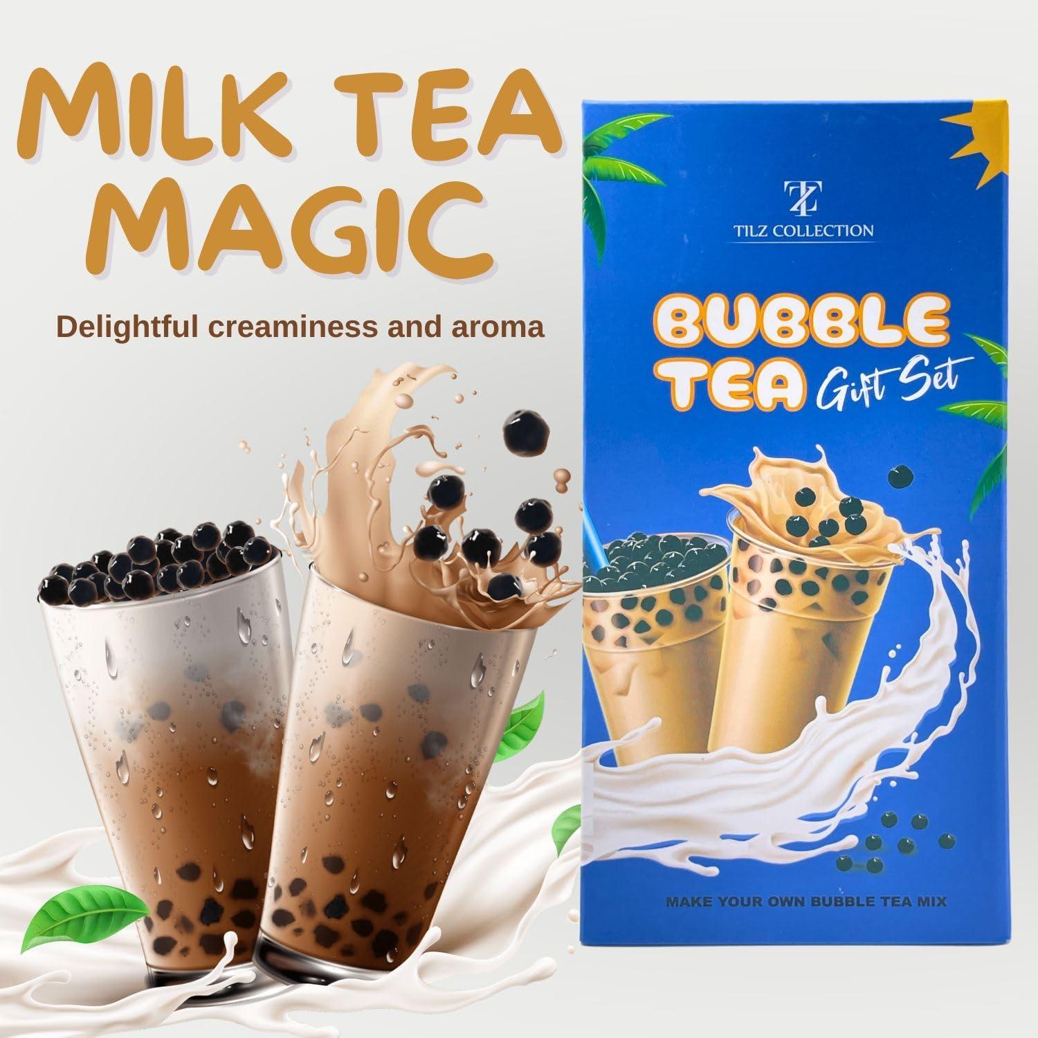 Bubble Tea Kit Gift Set - DIY Boba Tea Set with Tapioca Pearls, Milk ...