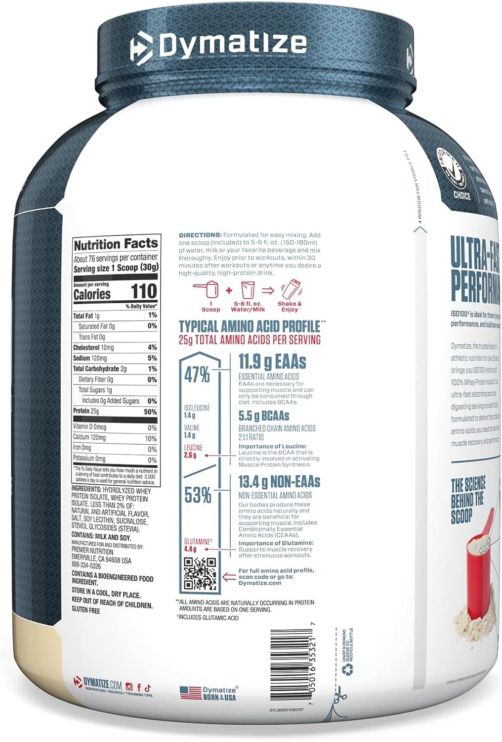 Dymatize ISO 100 Vanilla Whey Protein Isolate Powder - 5lb Package | Buy Now with Express ...