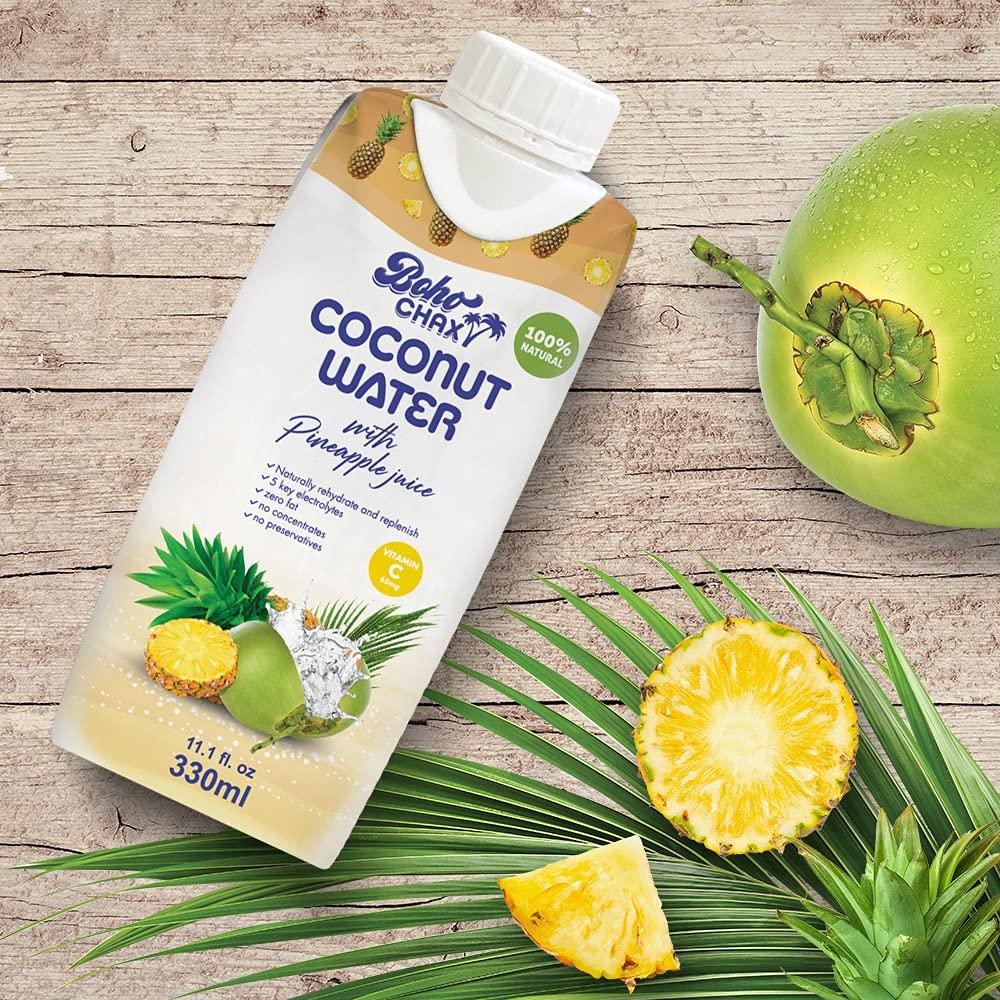 Boho Chax Pineapple Coconut Water 11.16 fl oz (12-Pack) - Natural ...