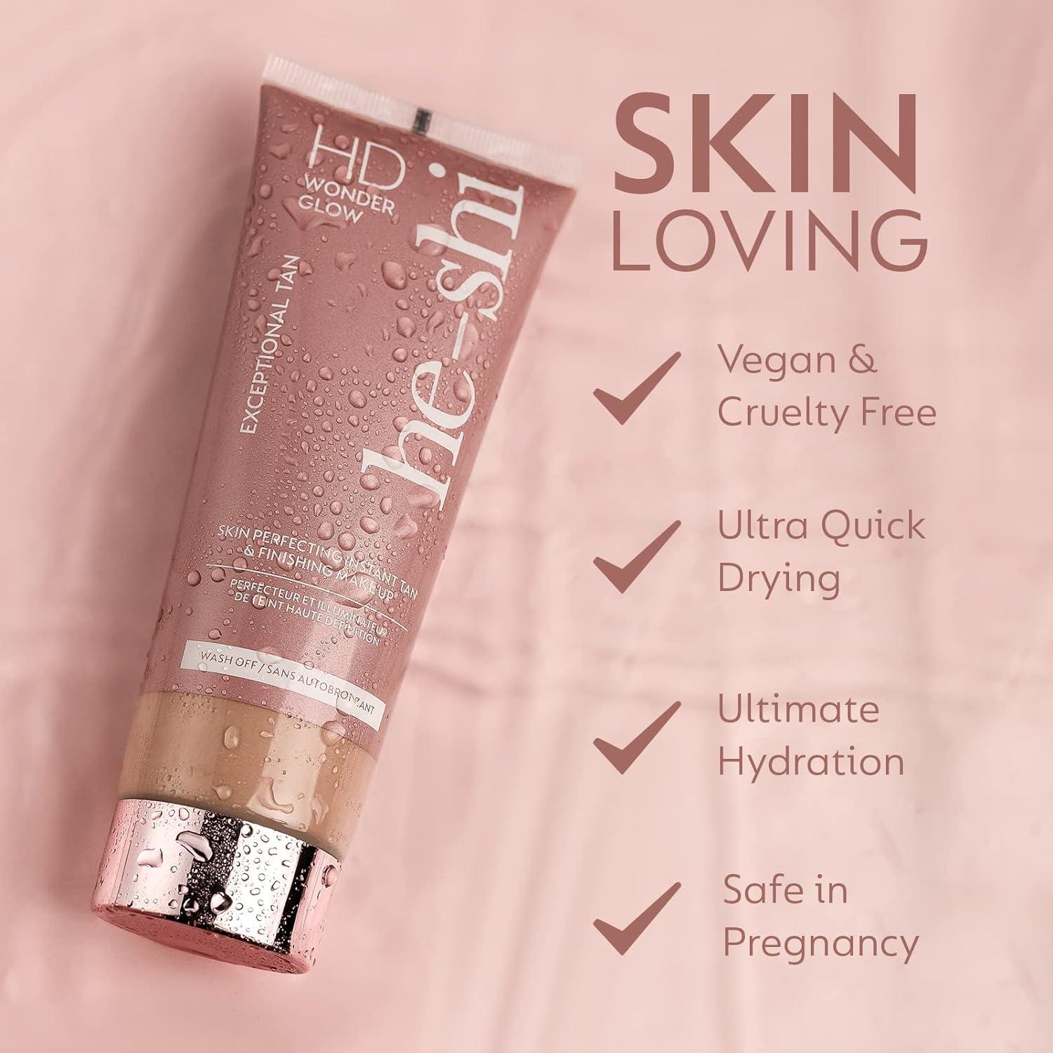 He-Shi HD Wonderglow Body Bronzer & Instant Tan - Illuminating Primer ...