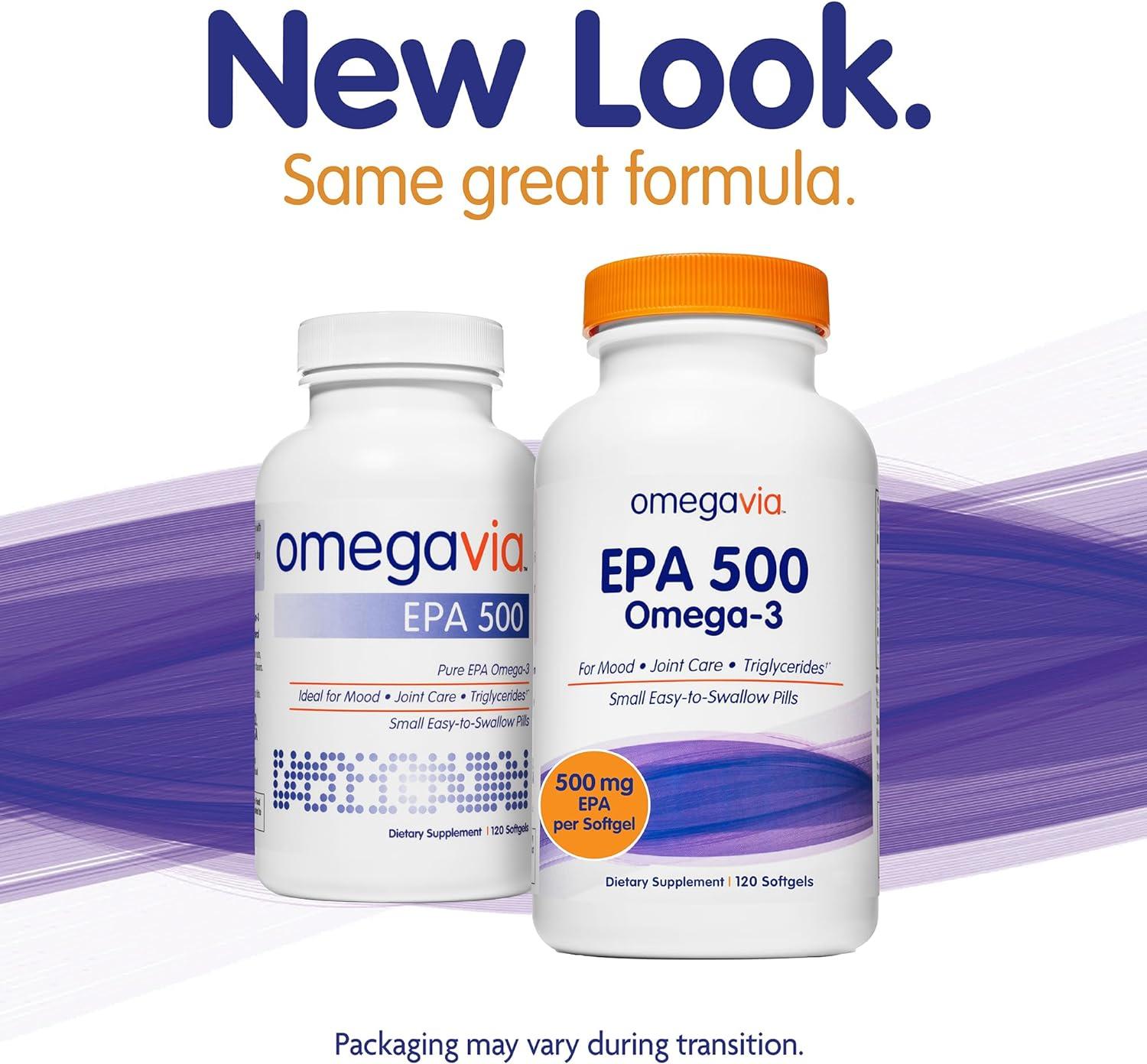 OmegaVia EPA 500 Pure Omega-3 - 120 Capsules for Heart Health