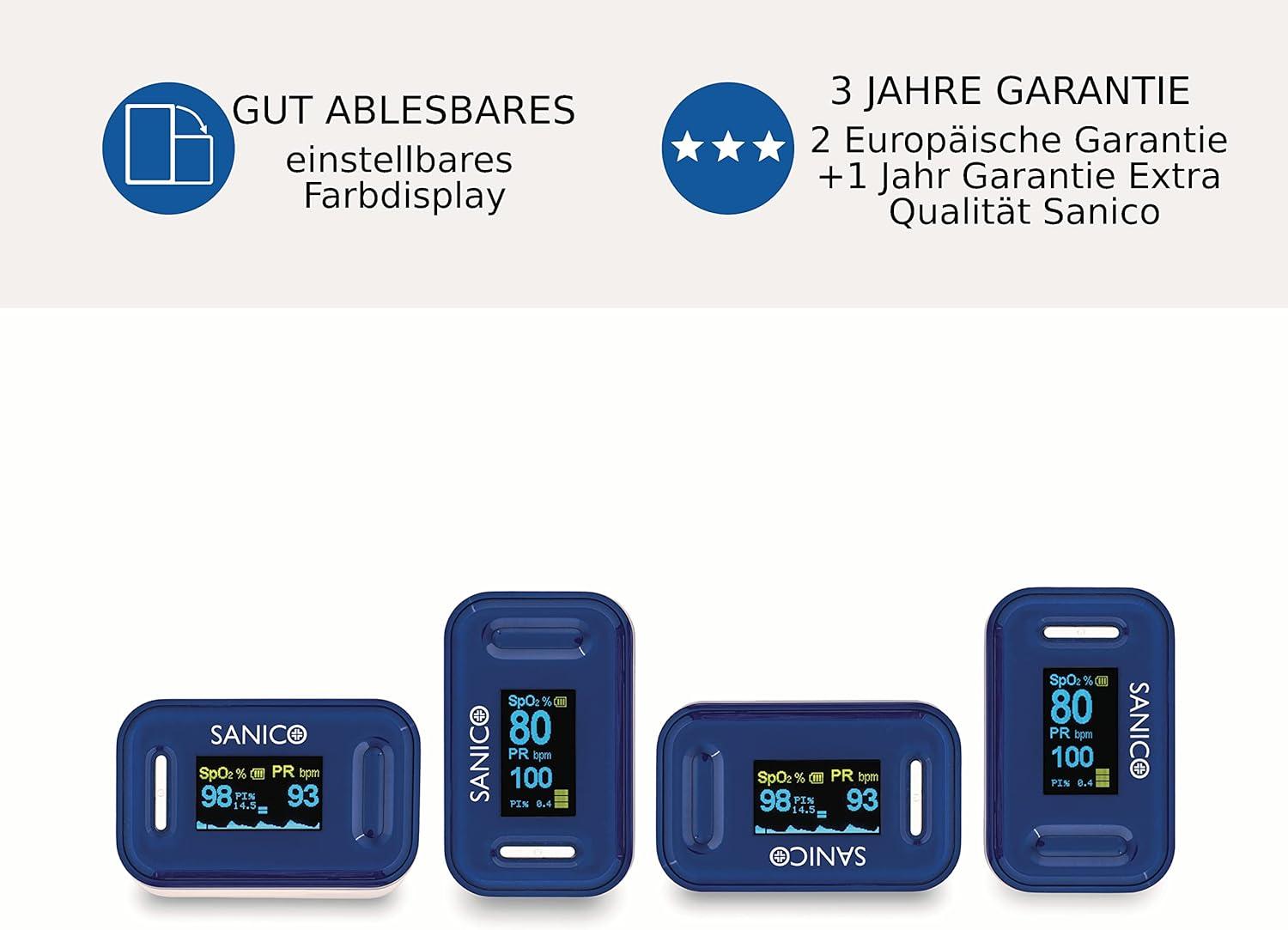 Sanico Pulse Oximeter - Digital Heart Rate & SpO2 Monitor | European ...