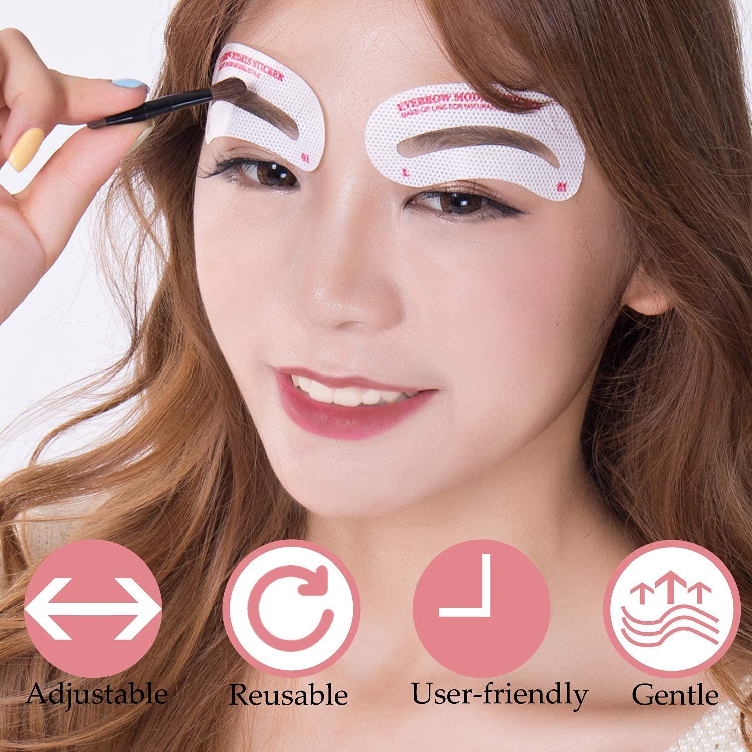Reusable Eyebrow Stencil Kit - 24 Styles for Perfect Eyebrows in 3 ...