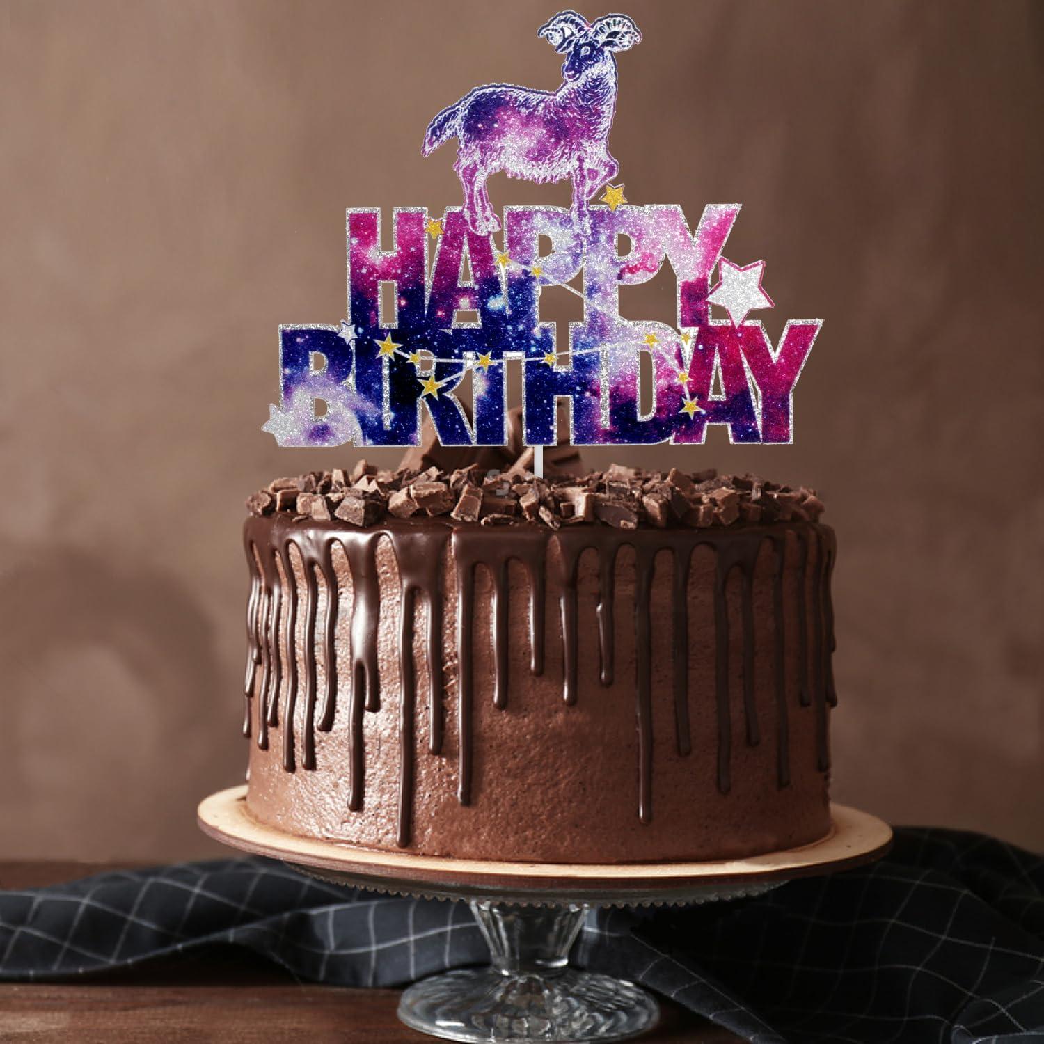 Constellation Aries Happy Birthday Cake Topper - Galaxy Star Aries ...