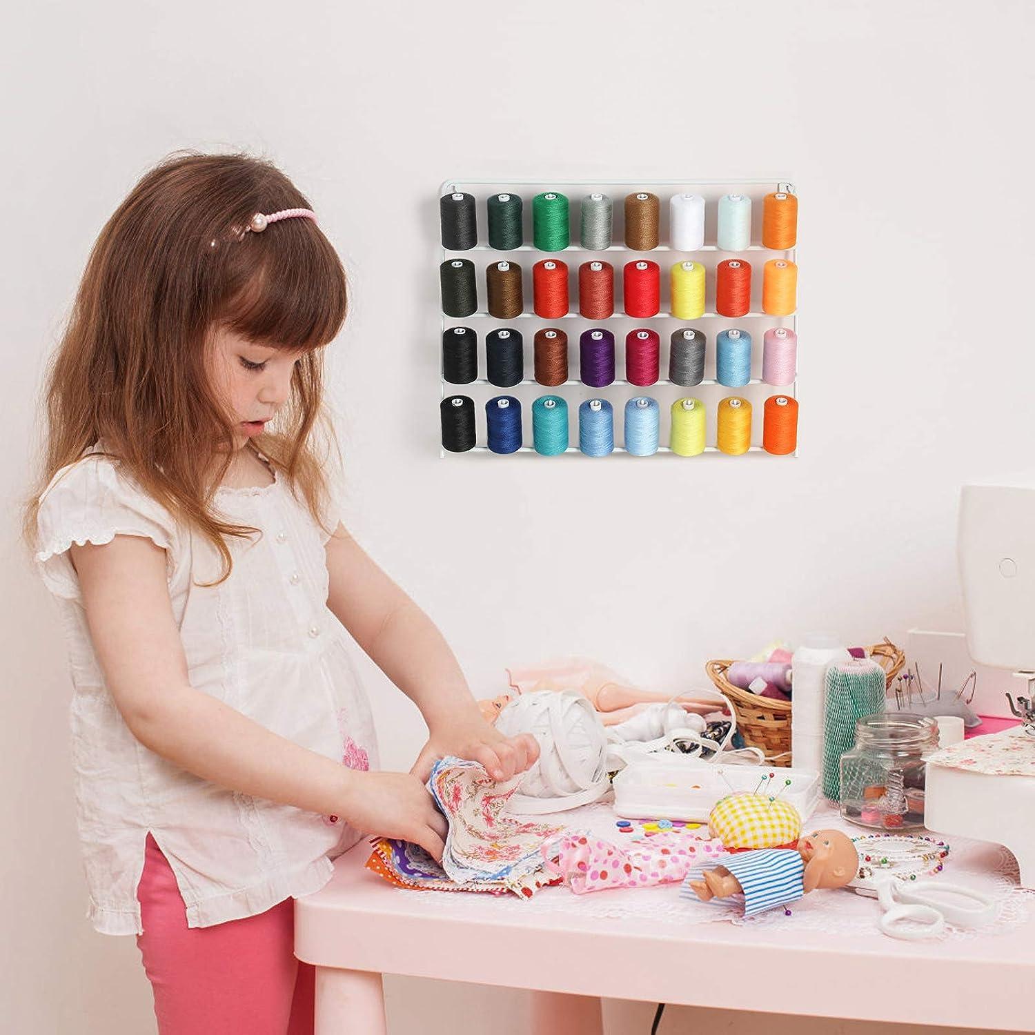 HAITARL 4 Set Wall-Mounted Metal Thread Rack & 32-Spool Holder - White ...