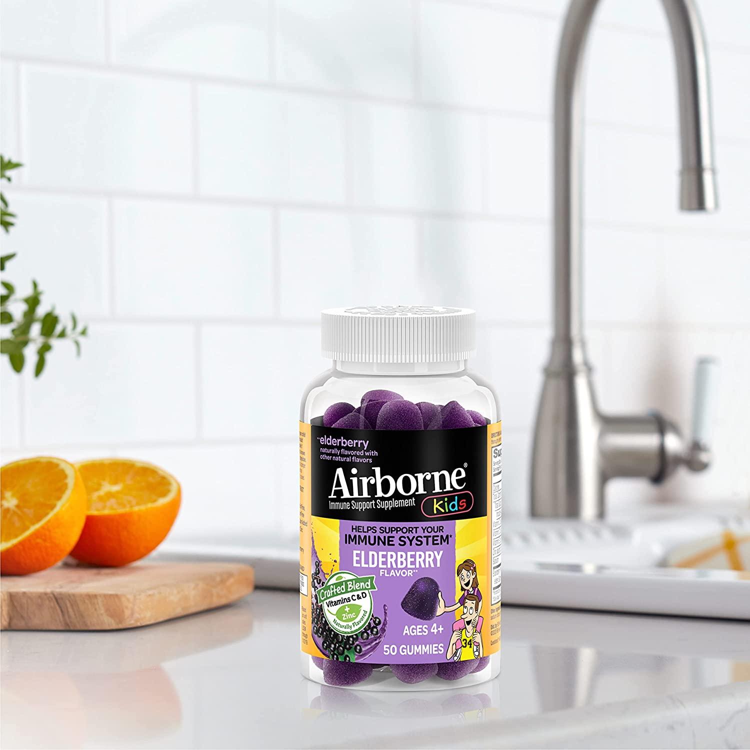 Airborne Kids Elderberry + Zinc Gummies With Vitamin C - 50 Count ...