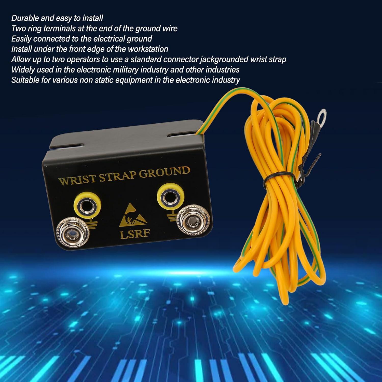 ESD Wristband Grounding Socket with 1.6M Cable | Antistatic 2 Hole Ring ...