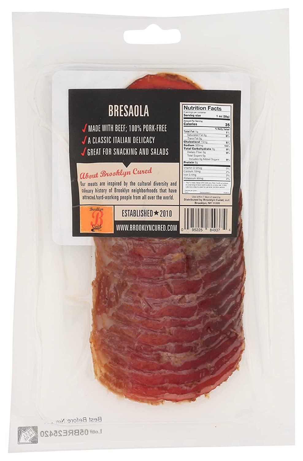 Brooklyn Cured Sliced Bresaola - 3 OZ: Premium Italian Air-Dried Beef ...