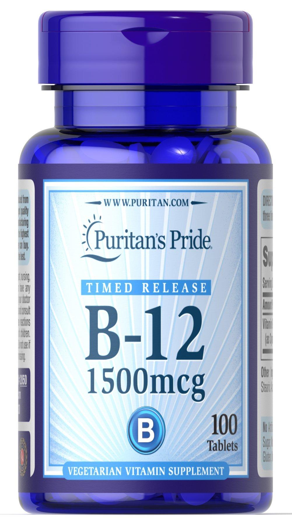 Puritan's Pride Vitamin B-12 1500 mcg Timed Release - 100 Tablets | Essential Energy Support ...