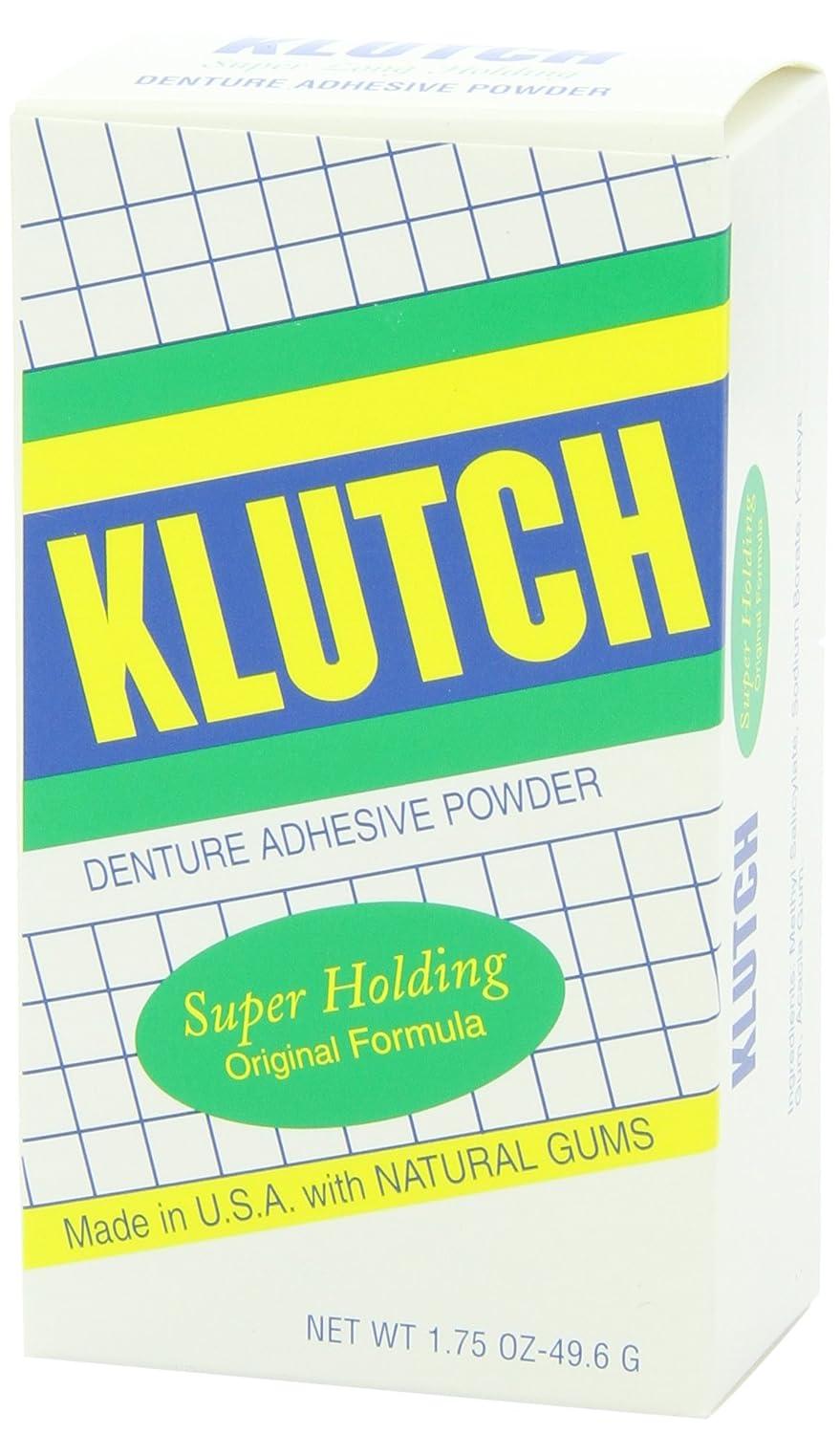 Klutch Denture Adhesive Powder 1.75 Ounces - Secure & Long-Lasting Hold ...