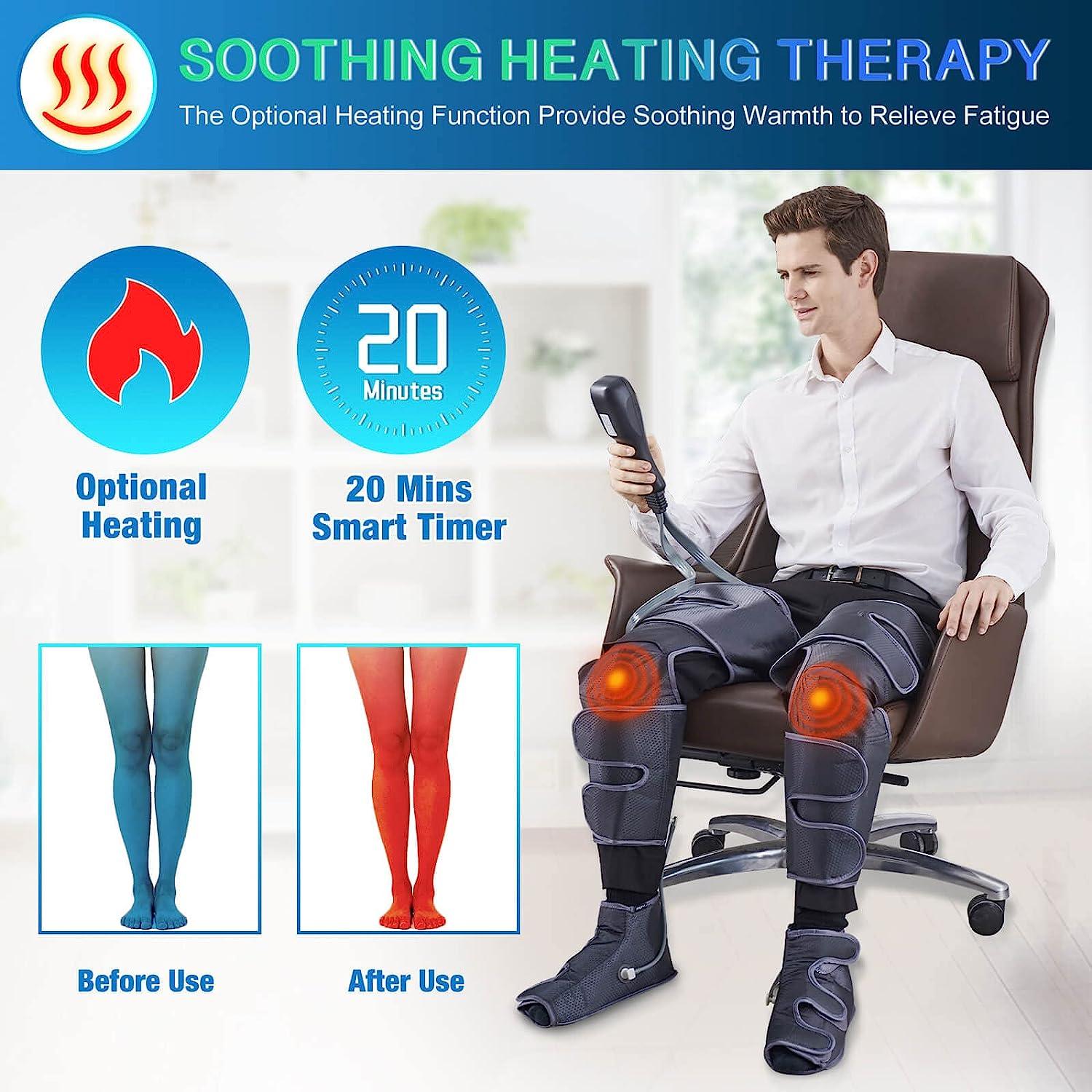 SLOTHMORE Leg Massager: Air Compression & Heat for Circulation & Pain ...