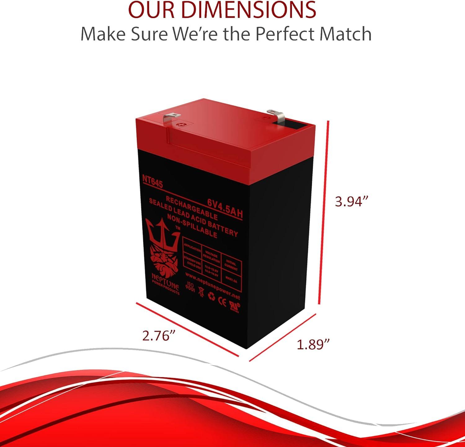 Neptune Replacement 6V 4.5Ah SLA Battery for JohnLite 100 - Emergency ...