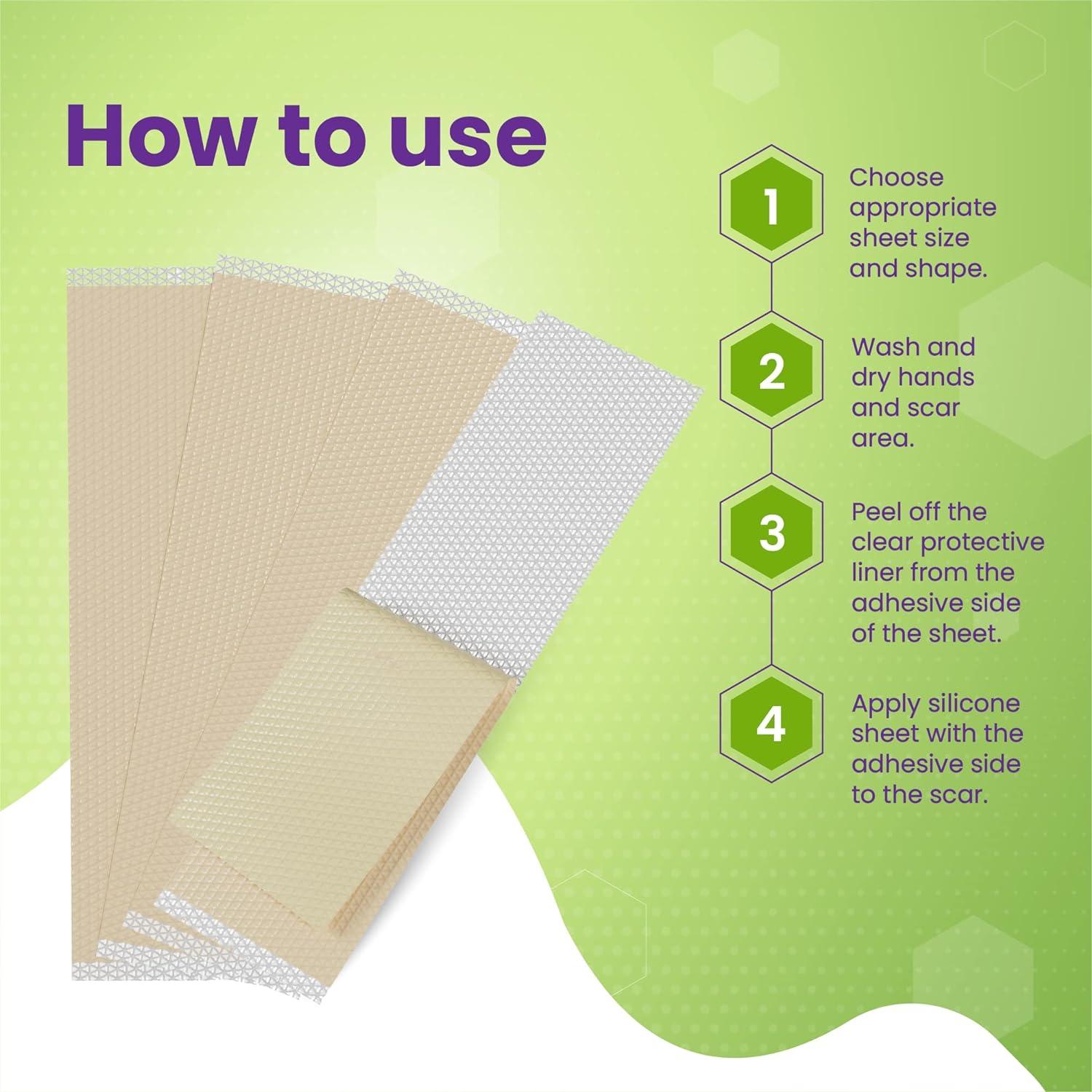 Mars Wellness Silicone Scar Sheet - 4 Strips, Self-Adherent Dressing ...