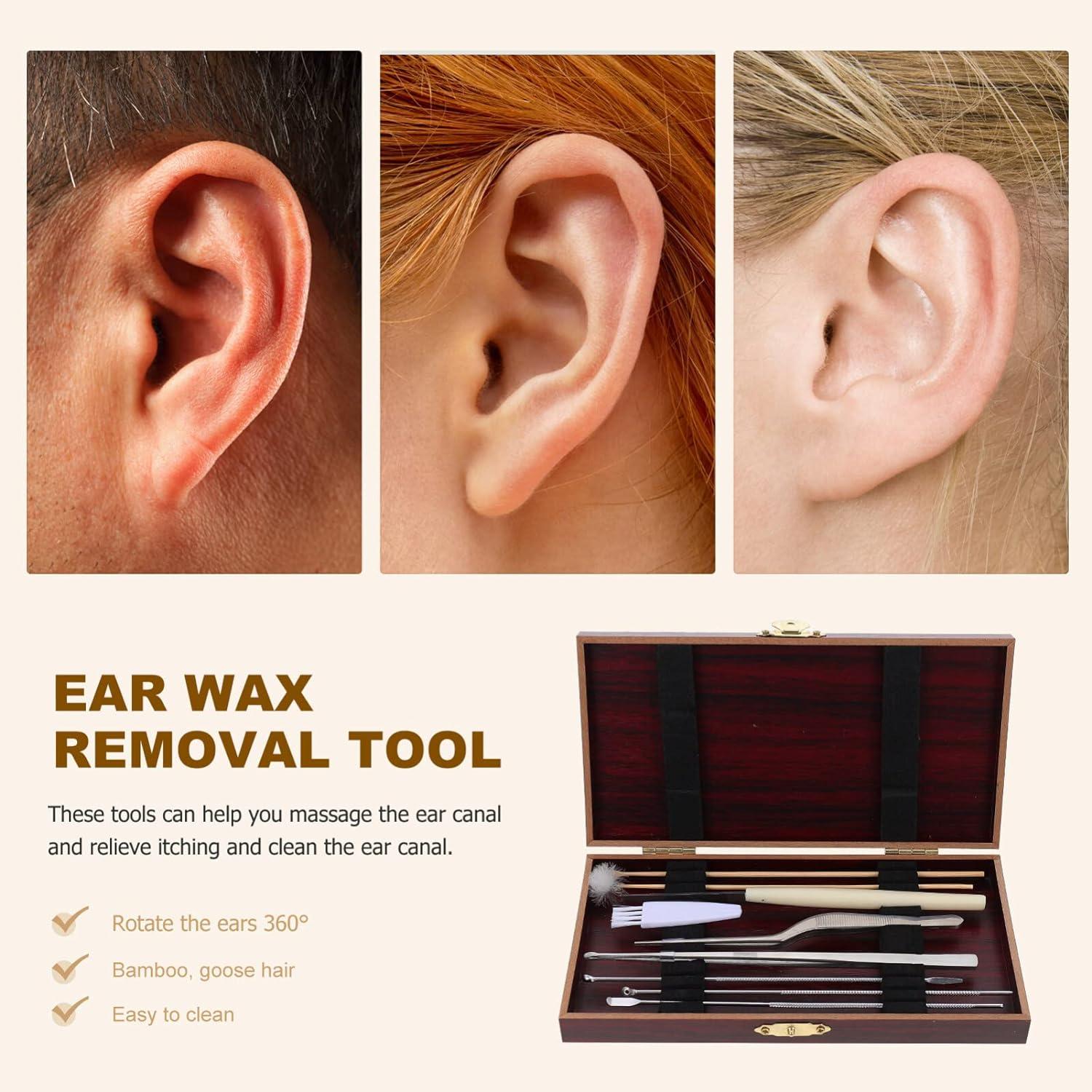 12Pcs Bamboo Handle Goose Hair Ear Pick - Ear Wax Remover & Cleaner ...