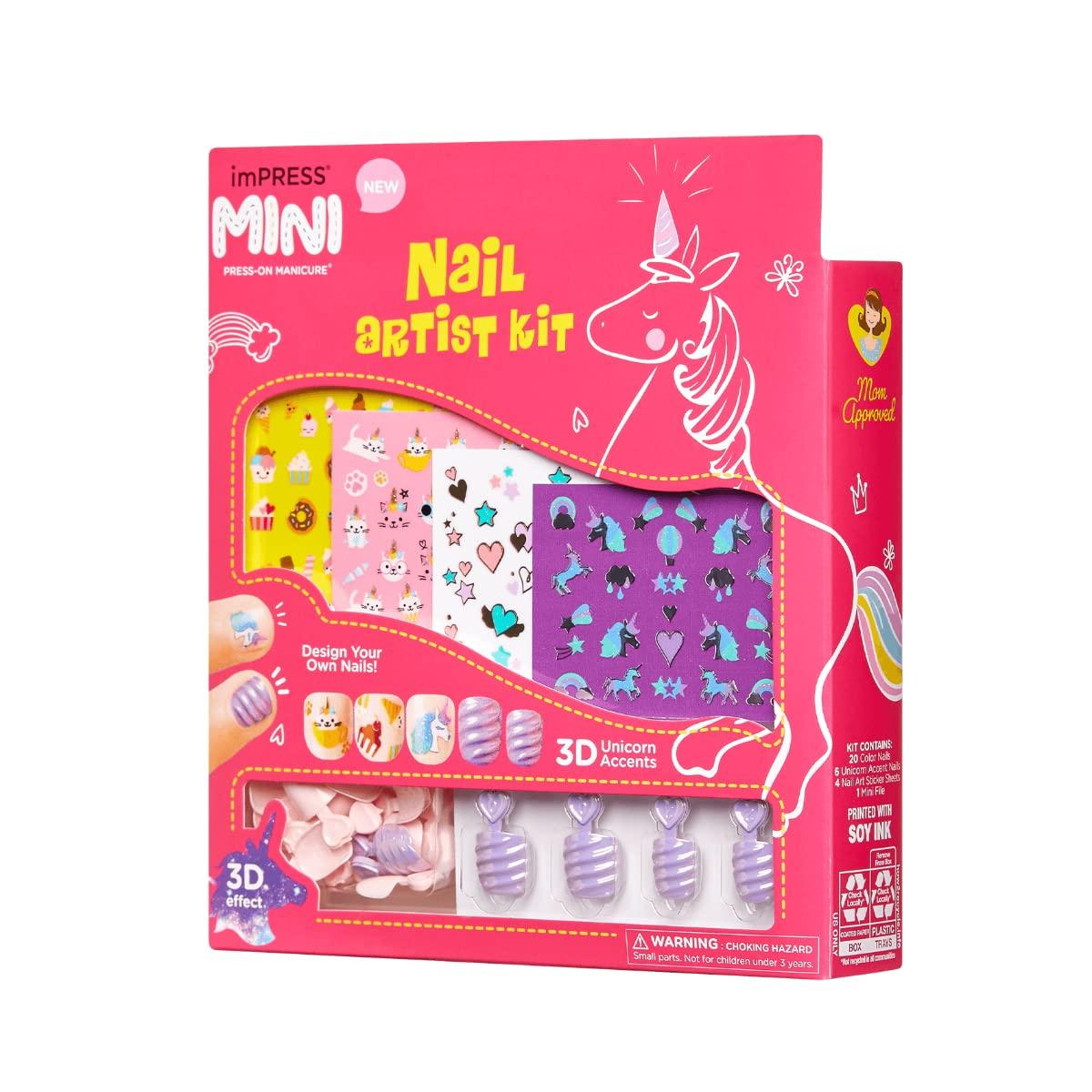 KISS imPRESS Kids Nail Artist Kit - 20 Fake Nails, 6 Accent Nails, 4 ...