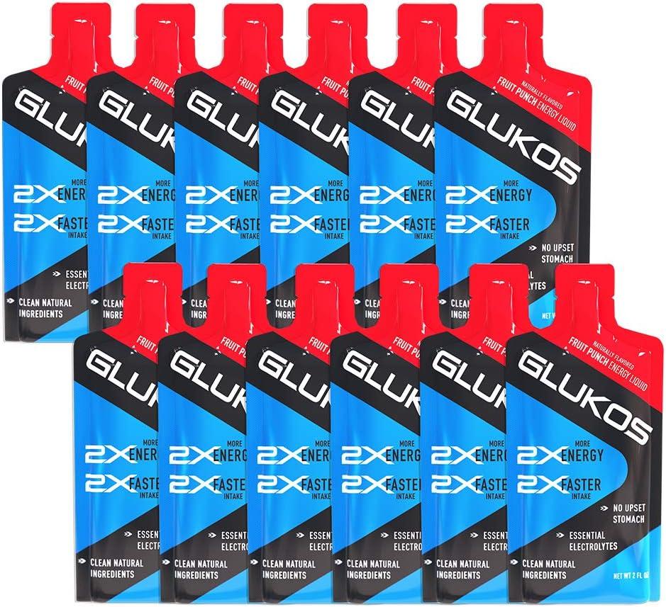 Glukos Energy Liquid Gel 2oz Packets - 12 Count Tray Fruit Punch ...