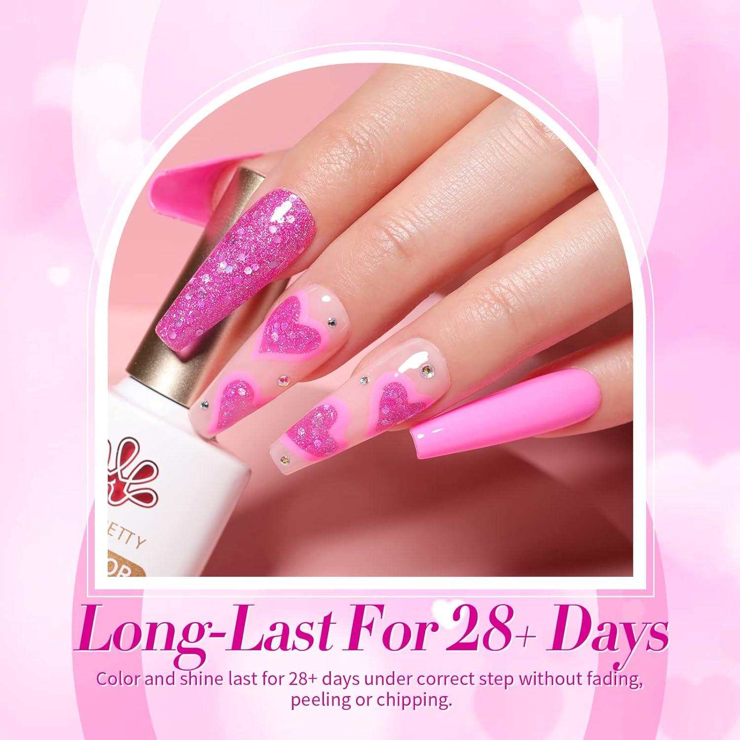 BORN PRETTY Pink Gel Nail Polish Set - 6 Neon Shades for Holiday Party ...
