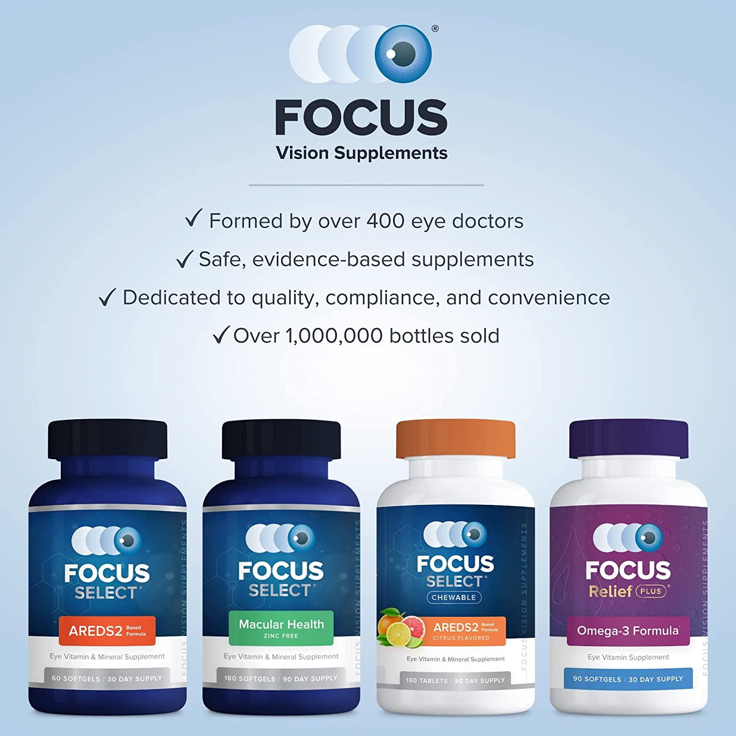 Focus Relief Plus Dry Eye Formula (90 ct) - Omega 3 Supplement for Dry ...