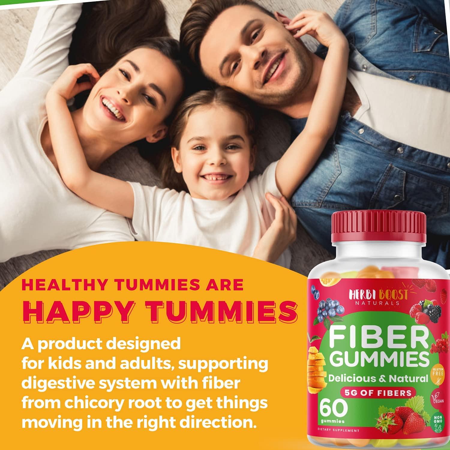 Prebiotic Fiber Gummies for Adults & Kids | Vegan Soluble Fiber with ...