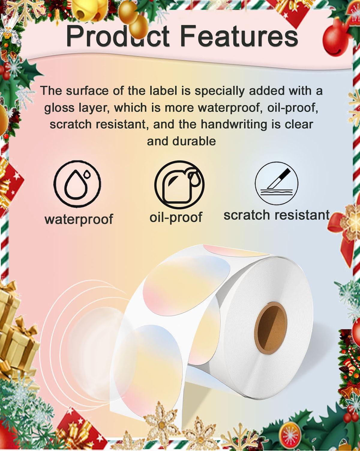 Joatuxul 2 Inch Round Thermal Sticker Labels - Self-Adhesive Colorful ...