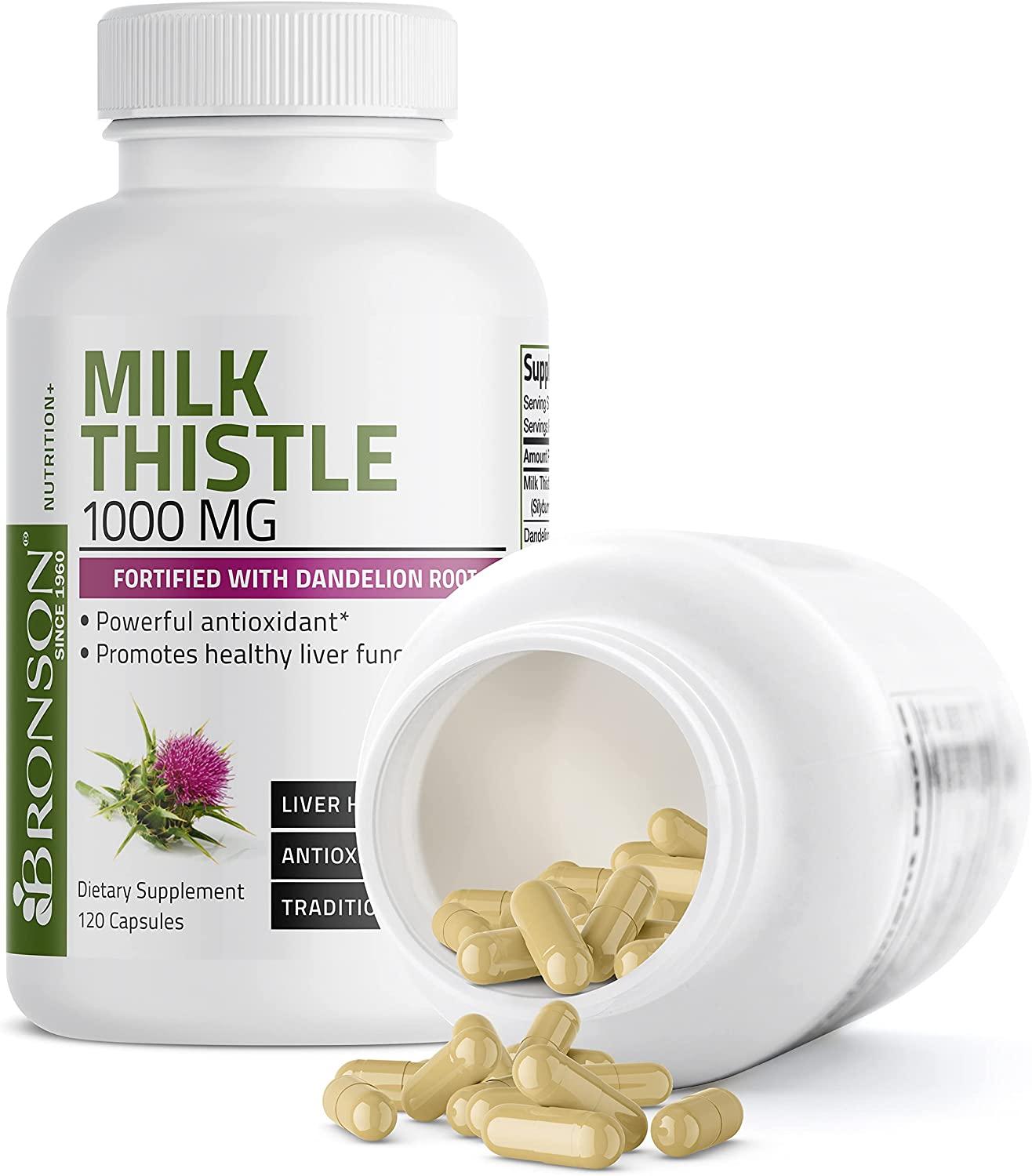 Milk Thistle 1000mg Silymarin & Dandelion Root Liver Health Support ...