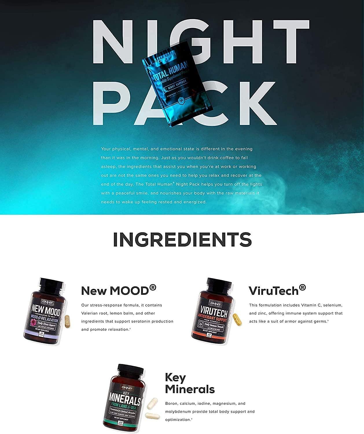ONNIT Total Human Day & Night Vitamin Packs - Adult Multivitamins for ...
