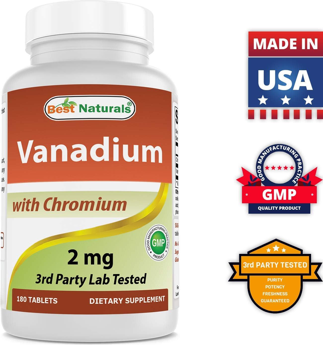 Best Naturals Vanadium 2 mg & Chromium Polynicotinate 200 mcg - 180 ...