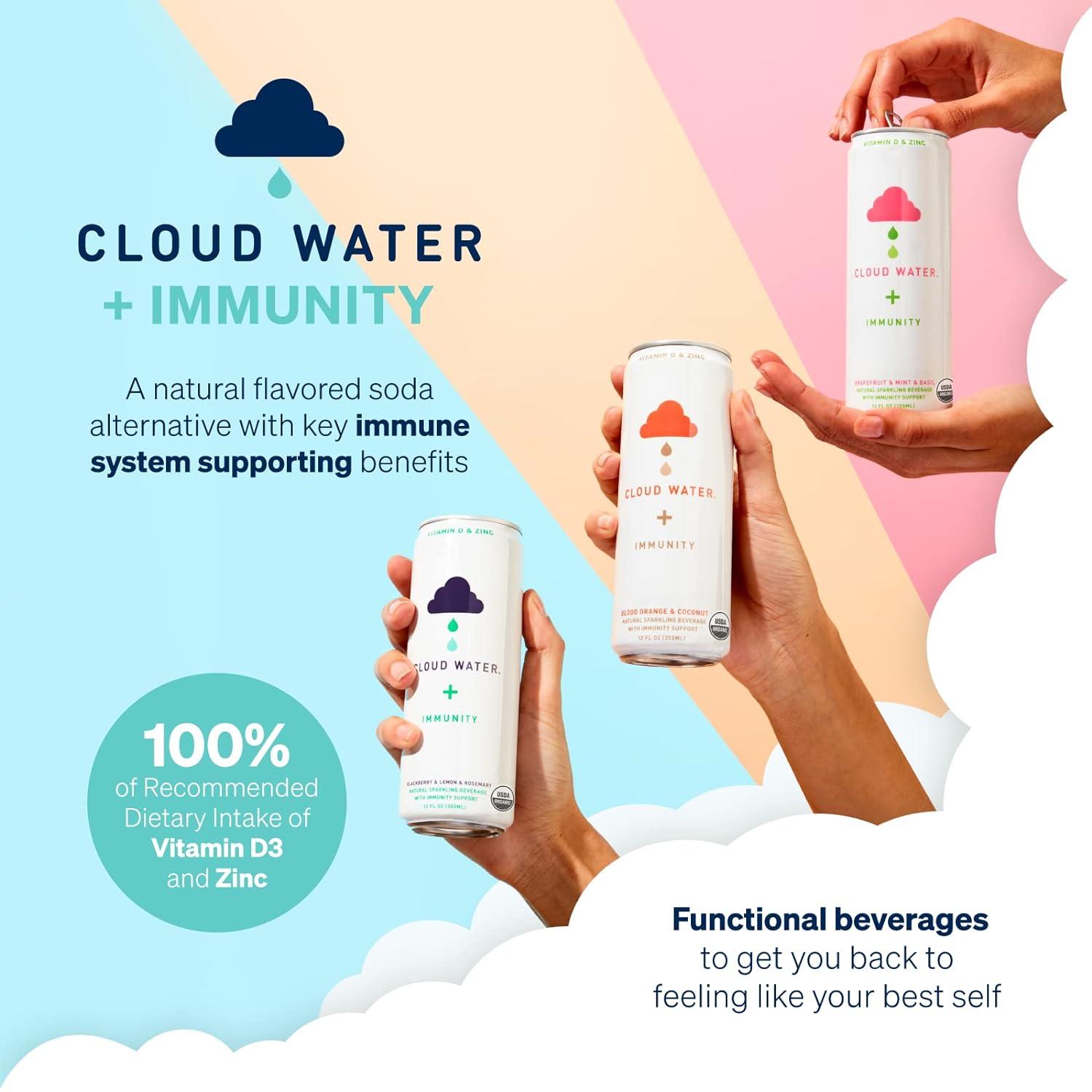 Cloud Water Organic Infused Sparkling Water with Immunity Support - 12 ...