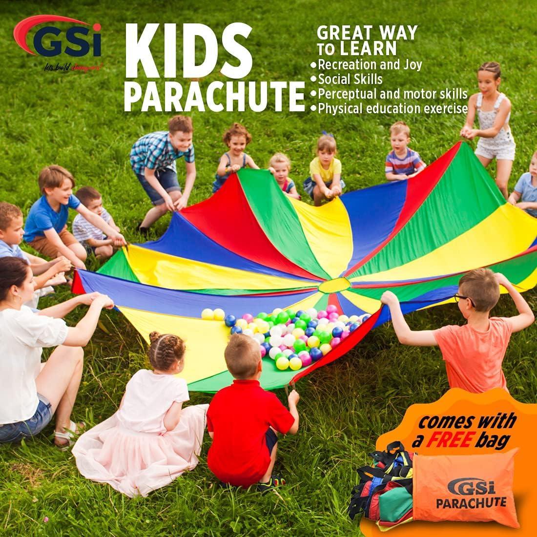 GSI Kids 12ft Rainbow Parachute Toy for Gymnastics and Outdoor ...