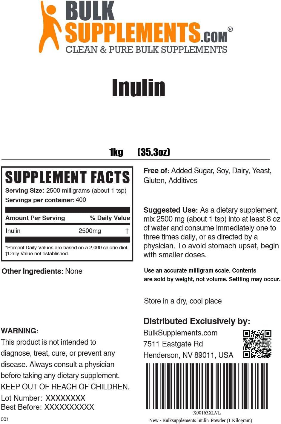BulkSupplements.com Inulin Powder - 2500mg Soluble Prebiotic Fiber ...