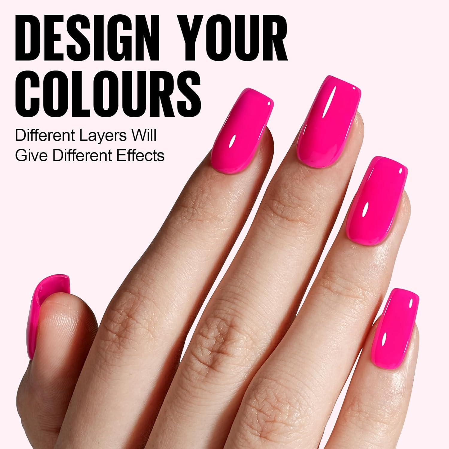 TOMICCA Neon Pink Gel Nail Polish 15ML - Long Lasting, High Gloss, Chip ...