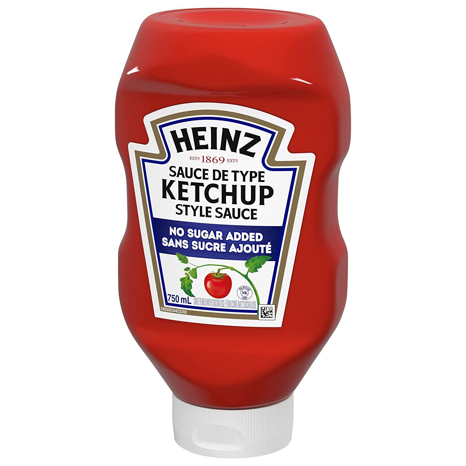 Heinz Ketchup No Sugar Added 1 Count 750ml (25.36 fl oz) - Canadian ...