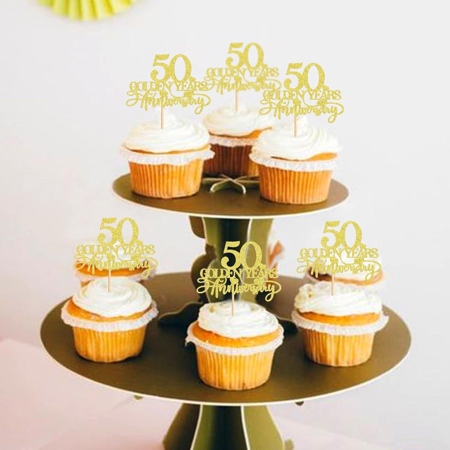 Keaziu 24 PCS 50th Anniversary Cupcake Toppers 50 Diamond Years ...