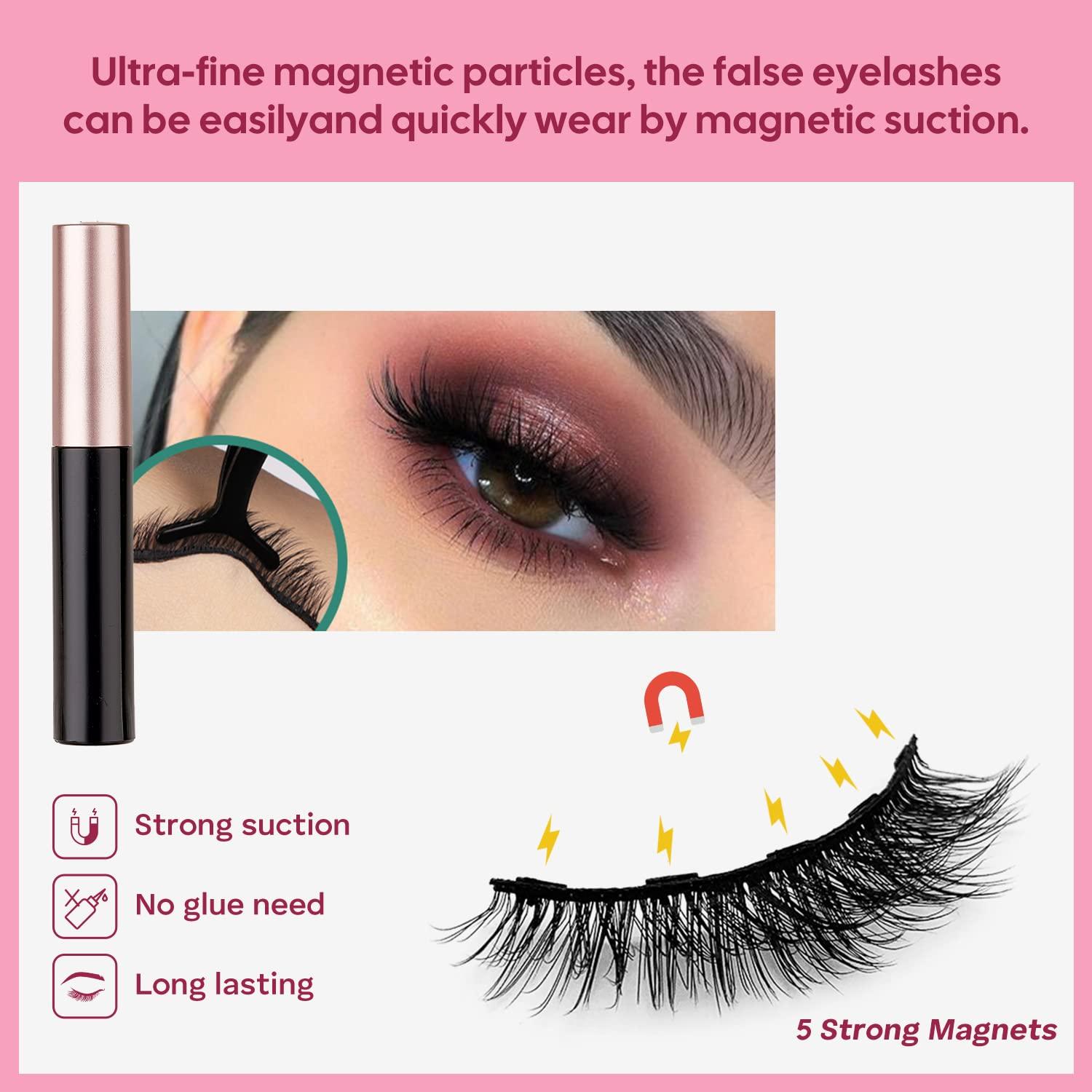 SHEKA Magnetic Eyelashes with Eyeliner - 5 Styles for Natural, Fluffy ...