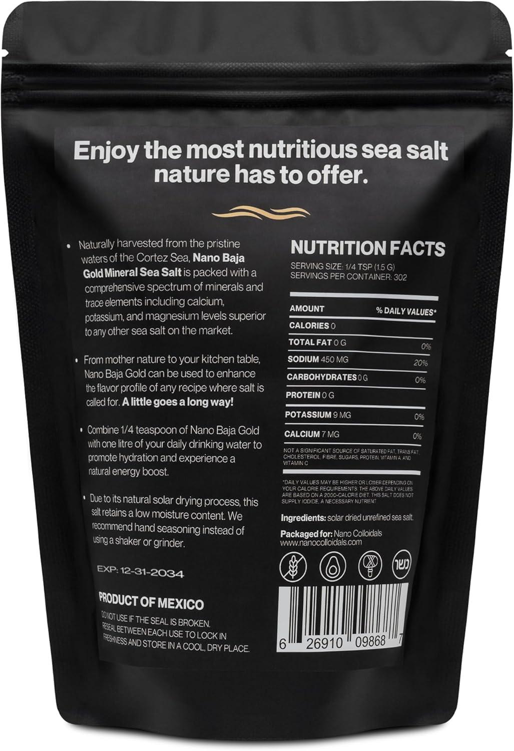 NANO Baja Gold Sea Salt Organic | 90 MINERALS 4X More Minerals Than ...