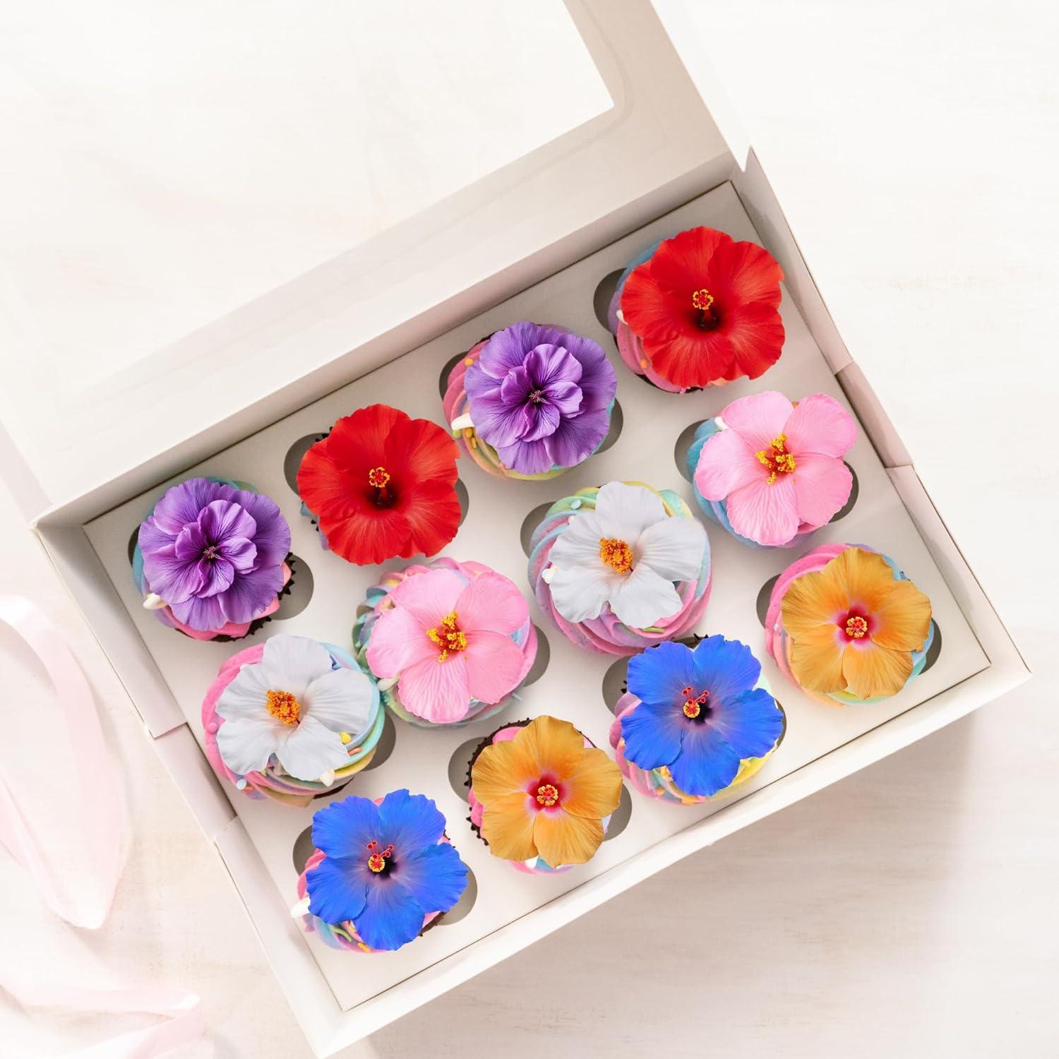 24 x Precut Hawaiian Multicolour Flower Edible Wafer Paper 2D Floral ...