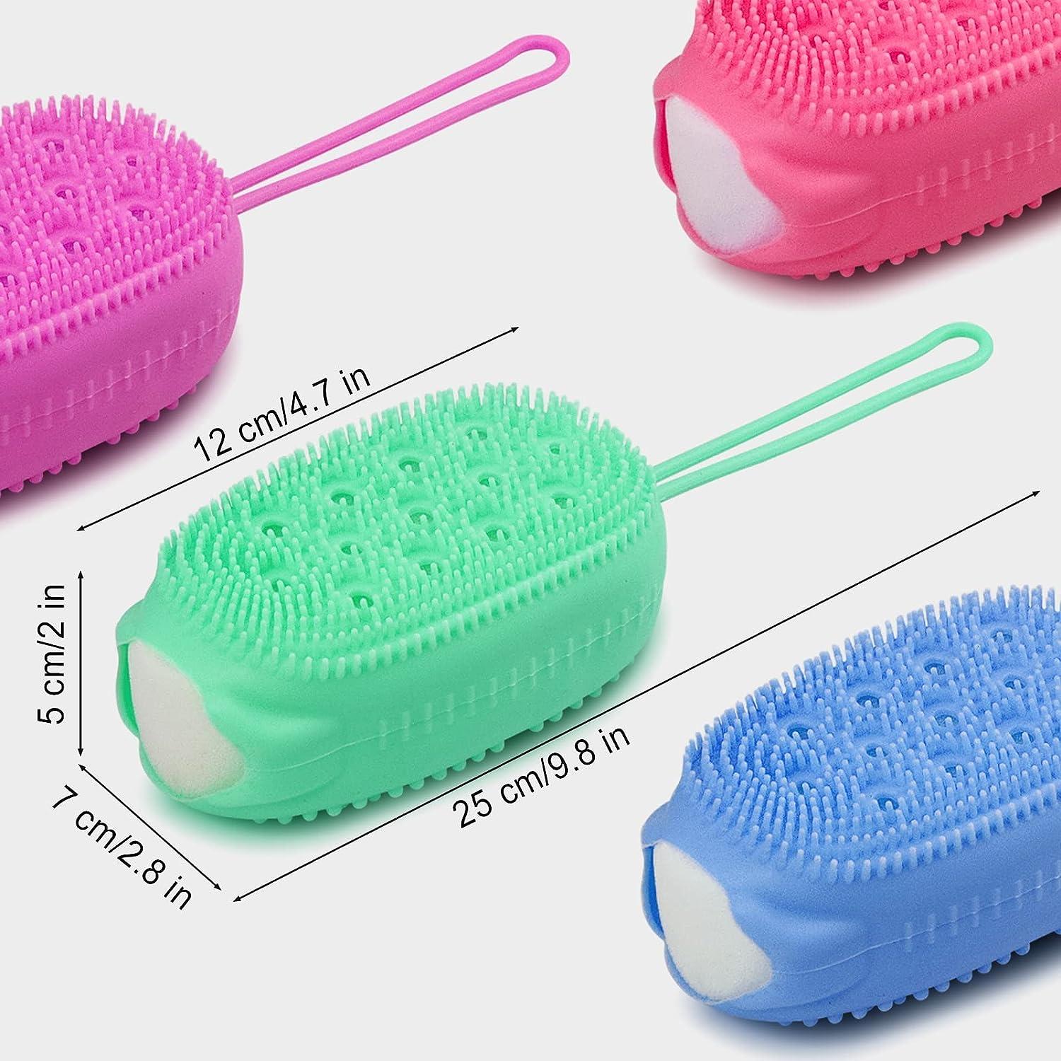 Silicone Shower Brush Set of 4 with Added Soap - Exfoliating Body ...