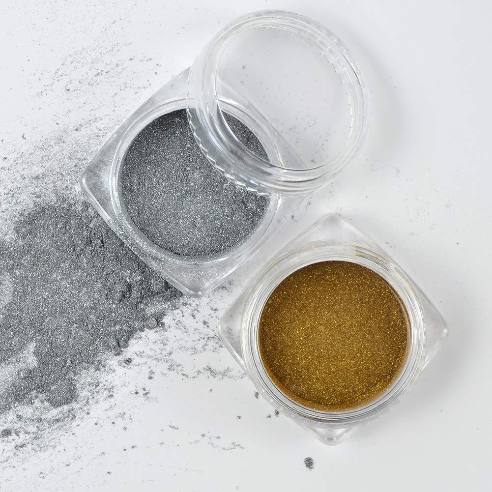 Metallic Chrome Powder Set - Gold & Silver Mirror Glitter Nail Pigment ...
