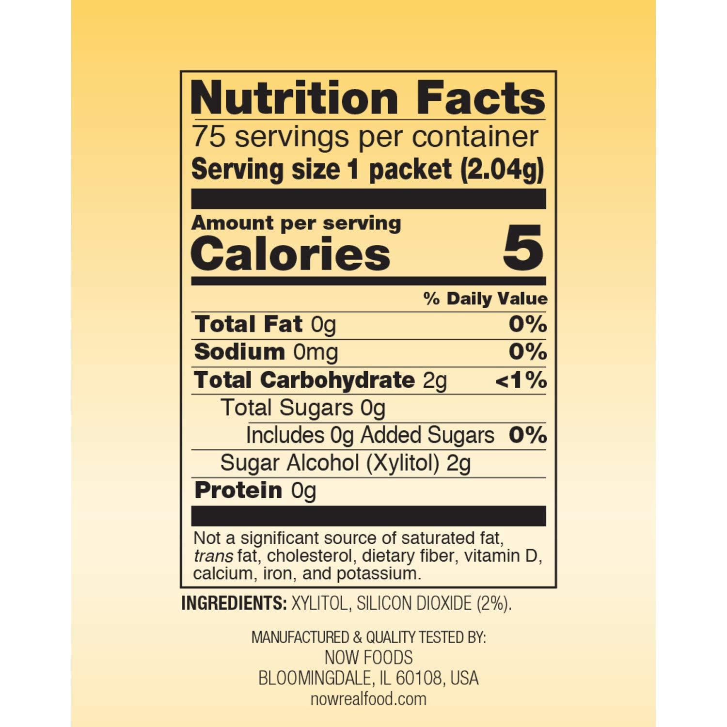 NOW Foods Xylitol Sweetener Packets - 75 Count, Non-GMO, 1/3 Fewer Calories, Sugar Substitute ...