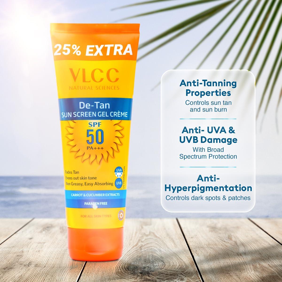 Buy VLCC De Tan SPF 50 PA+++ Sunscreen Gel Creme - 100gm | Best ...
